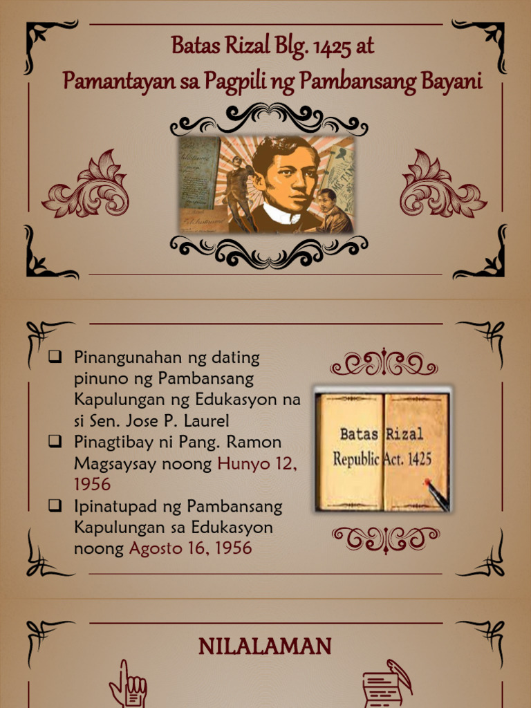 Batas Rizal Blg. 1425 at Pamantayan Sa Pagpili NG Pambansang Bayani | PDF