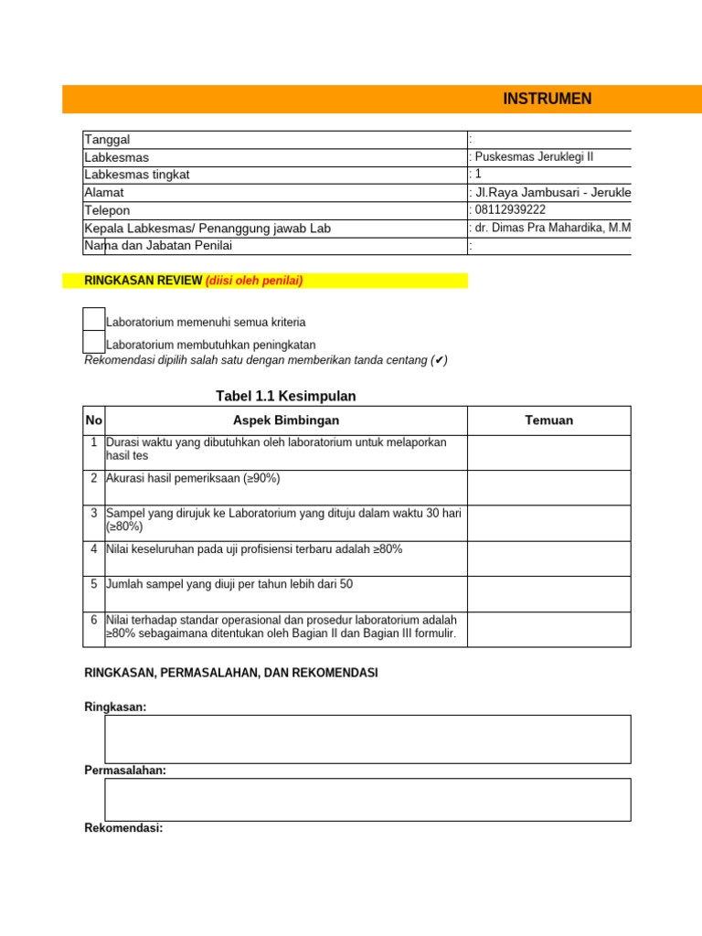 Puskesmas Jeruklegi 2-Tier 1 - Format Identifikasi Pemetaan ...
