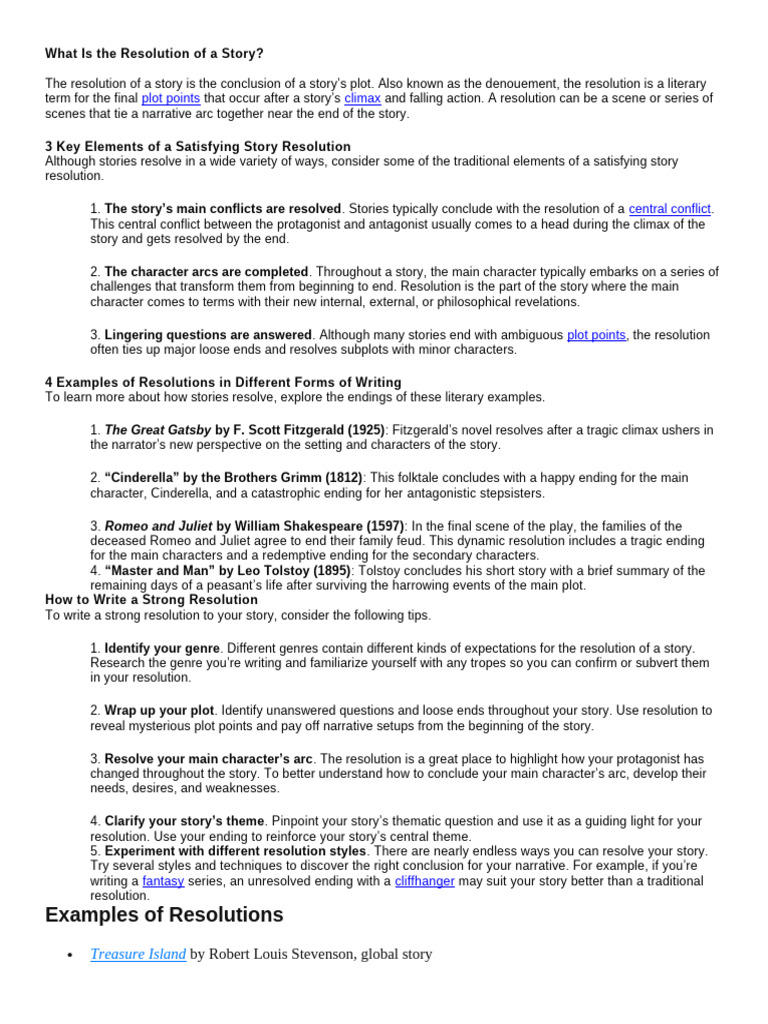 What Is The Resolution of A Story | PDF | Plot (Narrative) | Bilbo Baggins