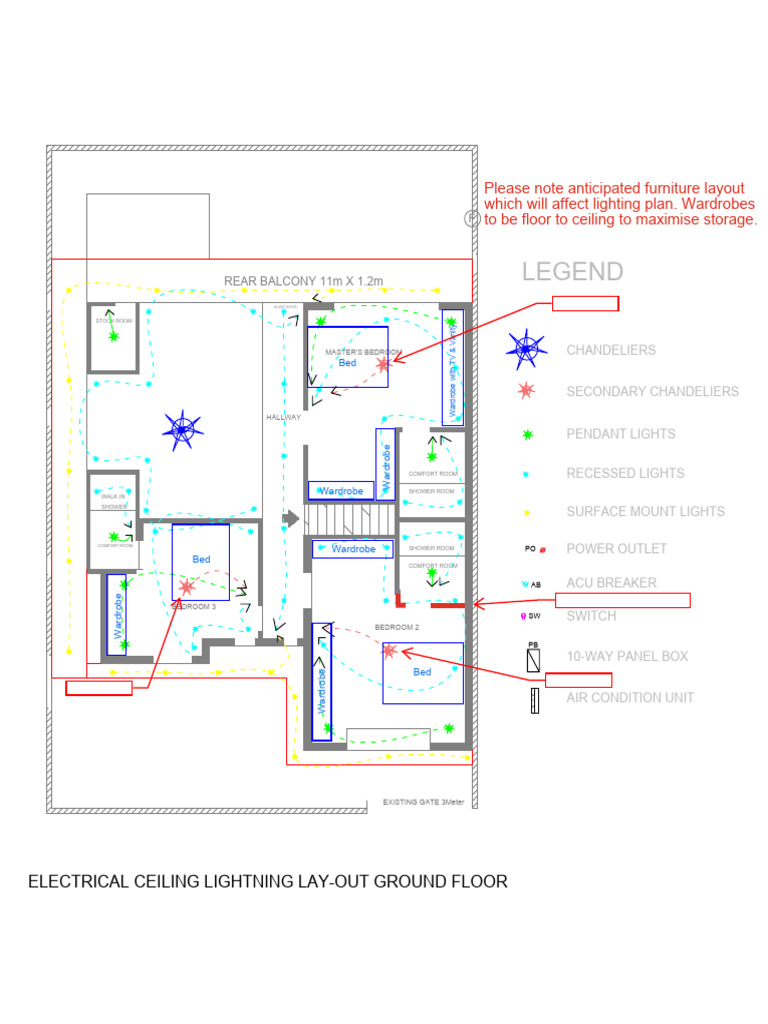 Detailed Lighting and Furniture Layout Plan | PDF | Bedroom | Home