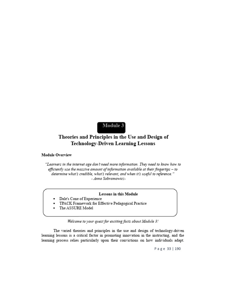 Educ 302 Unit III Theories and Principles in The Use and Design of Technology Driven Lessons ...