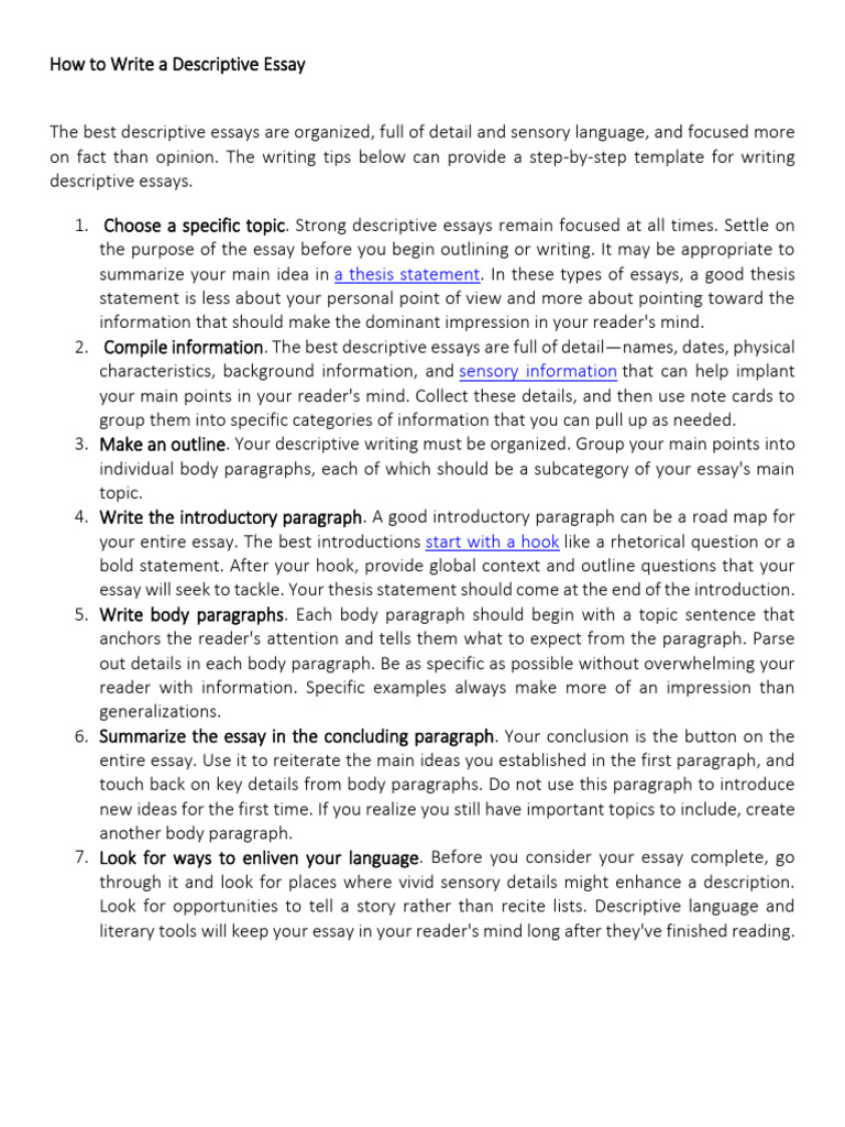 How To Write A Descriptive Essay | PDF | Essays | Writing