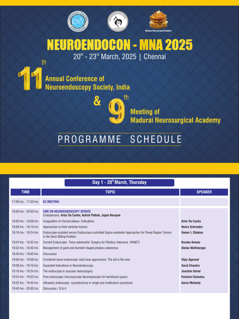 Neuroendocon MNA 2025 Conference Schedule | PDF | Neurosurgery ...