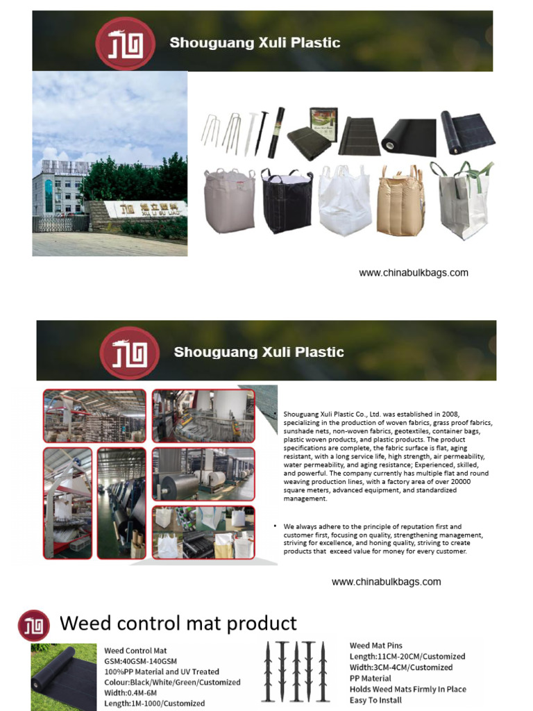 Xuli Plastic Co. Product Overview | PDF