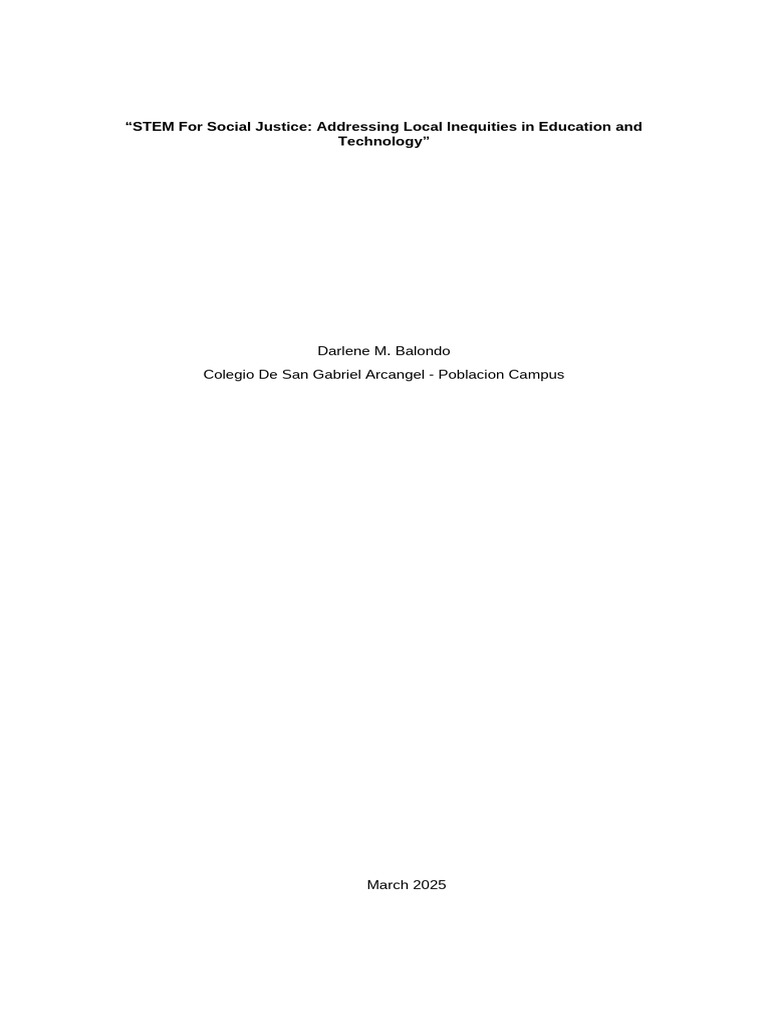 STEM for Social Justice | PDF