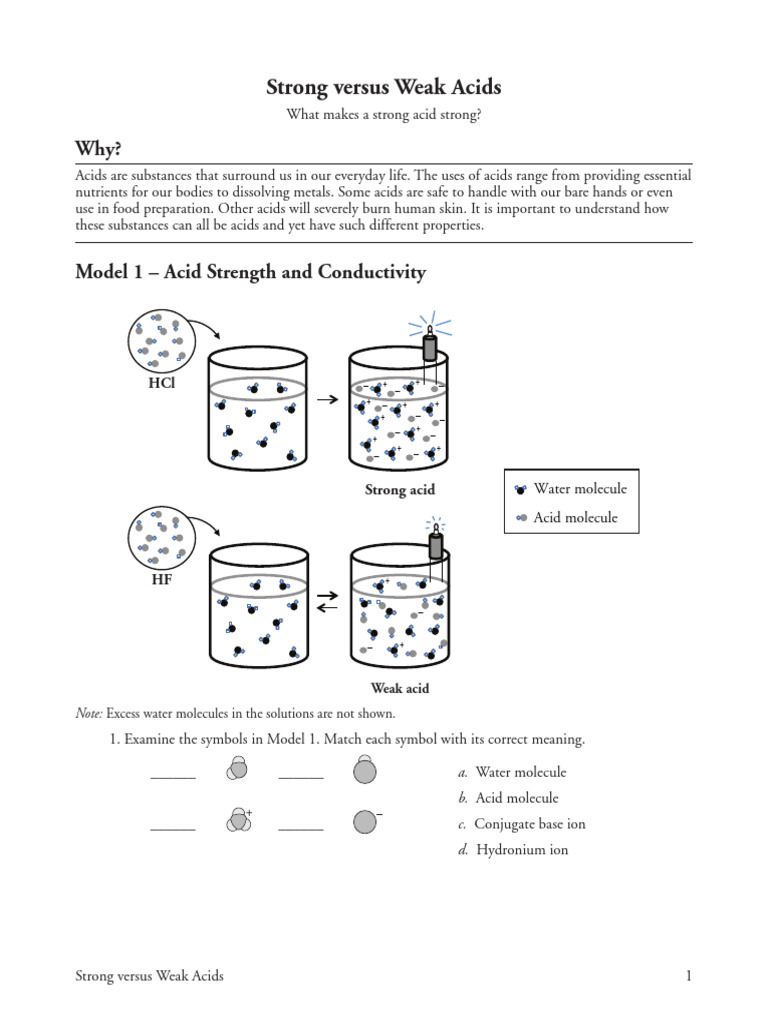 Unit 8 - Doc 2 - Strong Versus Weak Acids | PDF | Acid | Electrolyte