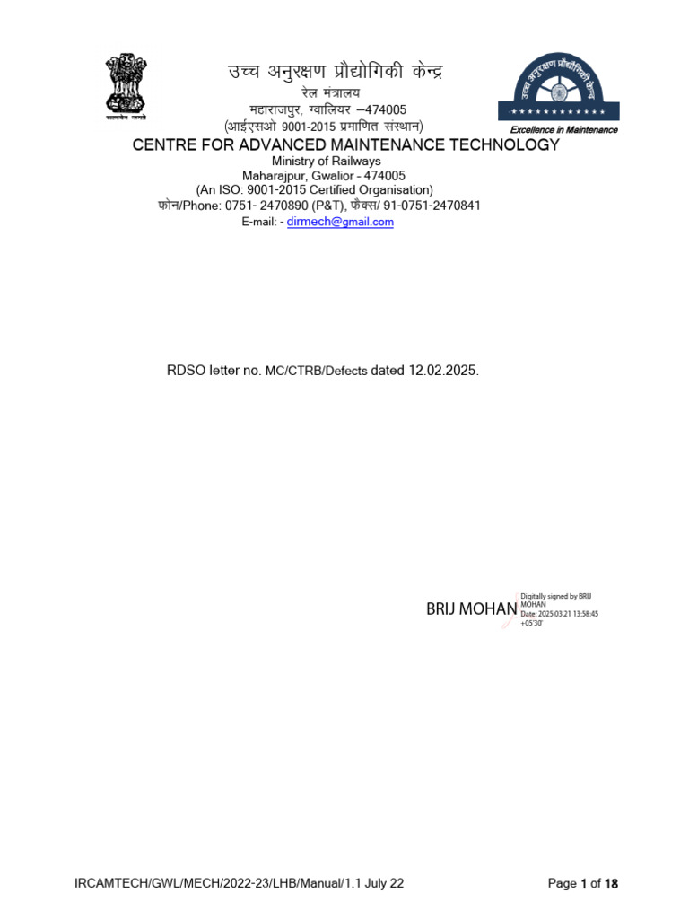 8th Correction Slip For LHB Maintenance Manual Ver I 1 Volume II | PDF ...