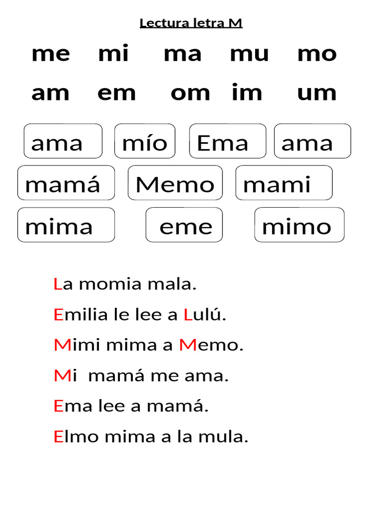 Lectura Letra M | PDF