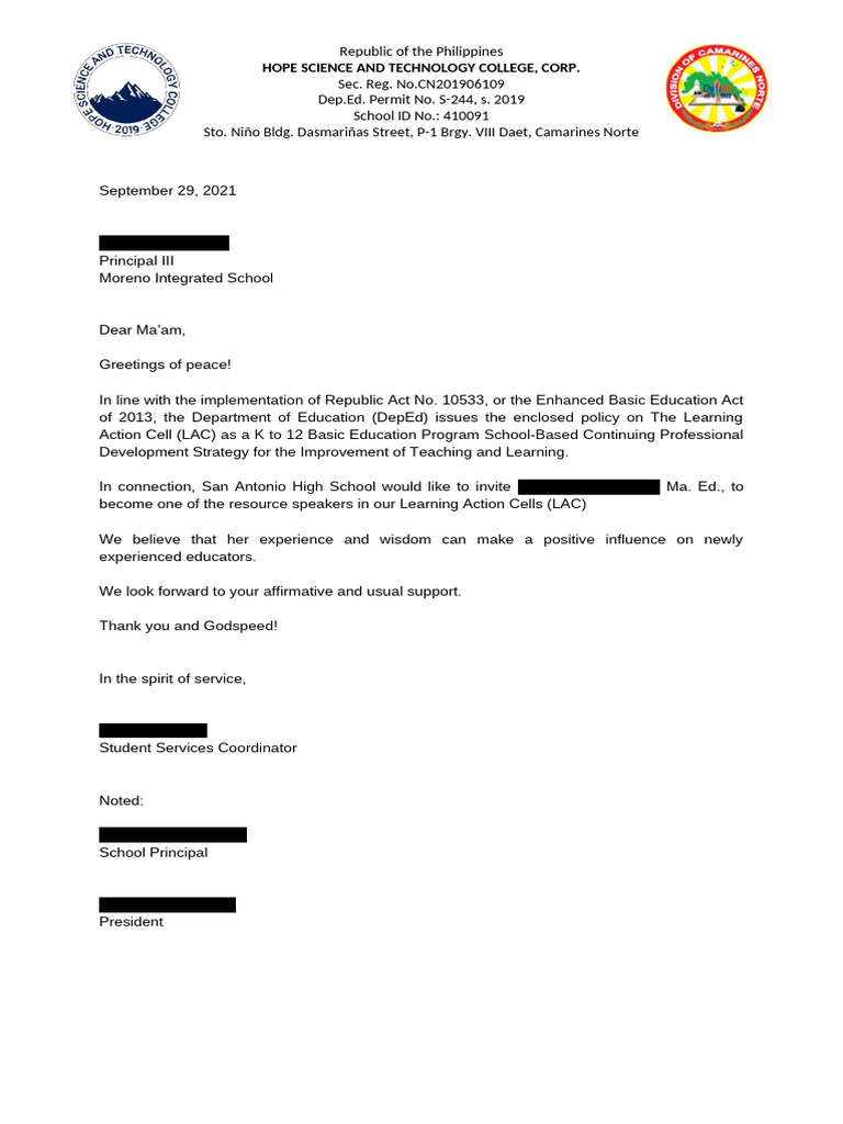 Letter To The Guest Speaker | PDF