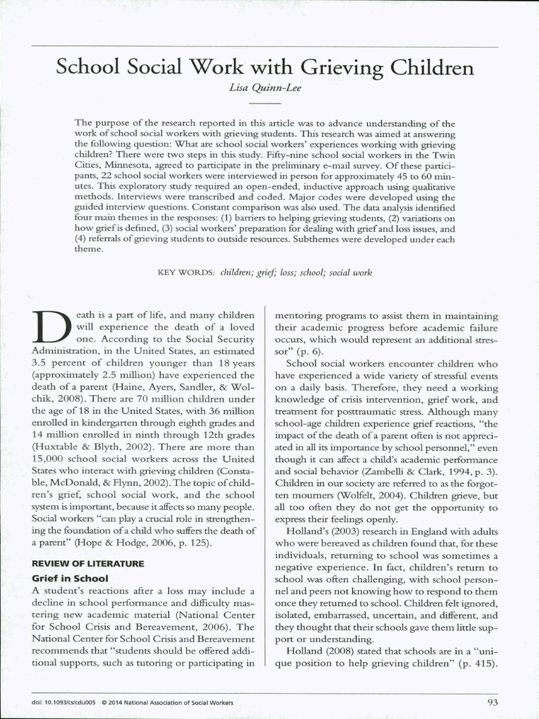 Supporting Grieving Children in Schools | PDF | Grief | Social Psychology