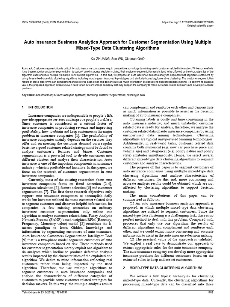 Auto Insurance Customer Segmentation Analysis | PDF | Cluster Analysis ...
