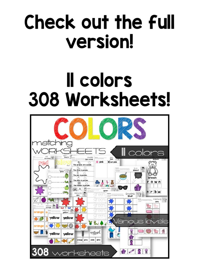 ColorRedActivitiesWorksheetsMatchingPicturesandWordsSpecialEducation-1 ...