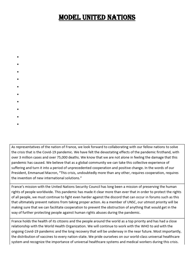 MODEL UNITED NATIONS Position Papers 1 | PDF | United Nations | International Relations