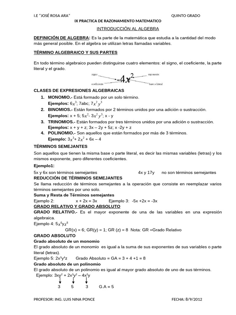 Introduccion Al Algebra Practica Ix | PDF | Matemática Elemental | Análisis numérico