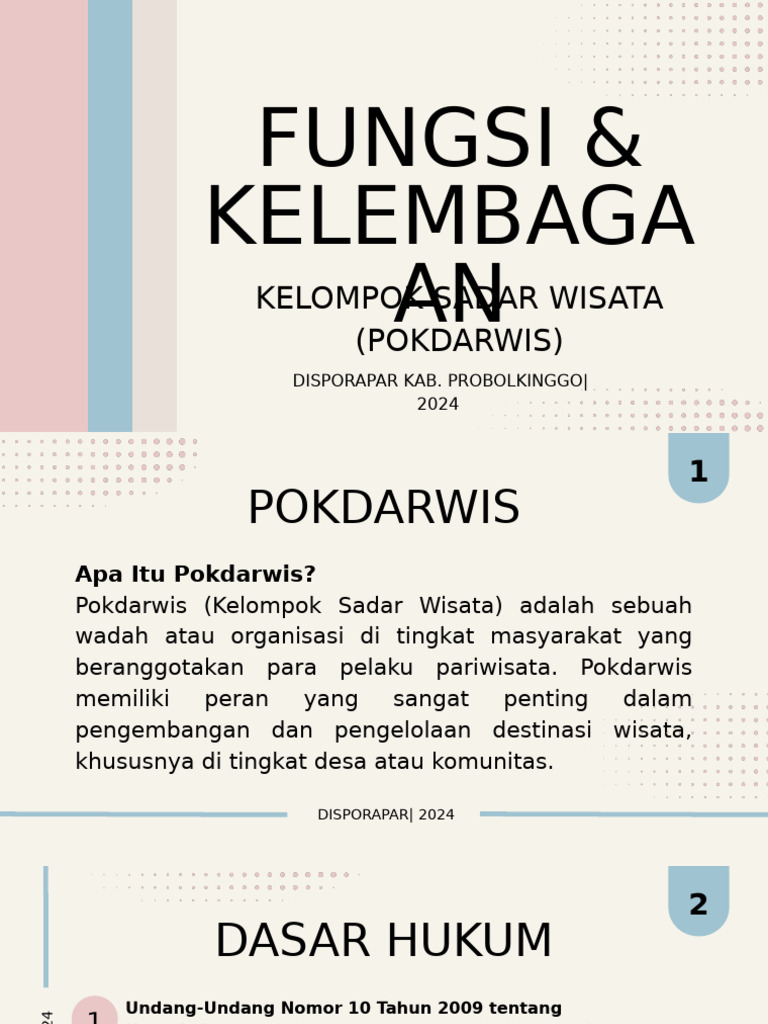 Fungsi Kelembagaan Pokdarwis | PDF