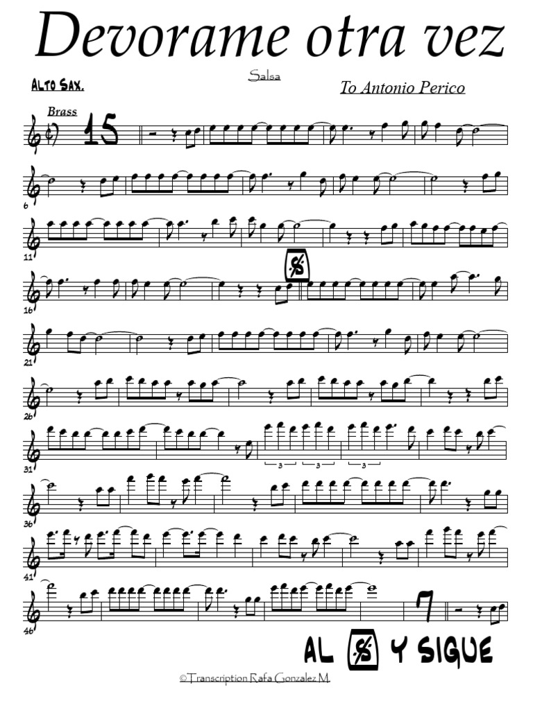 Ven Devorame Otra Vez..Sax Alto | PDF