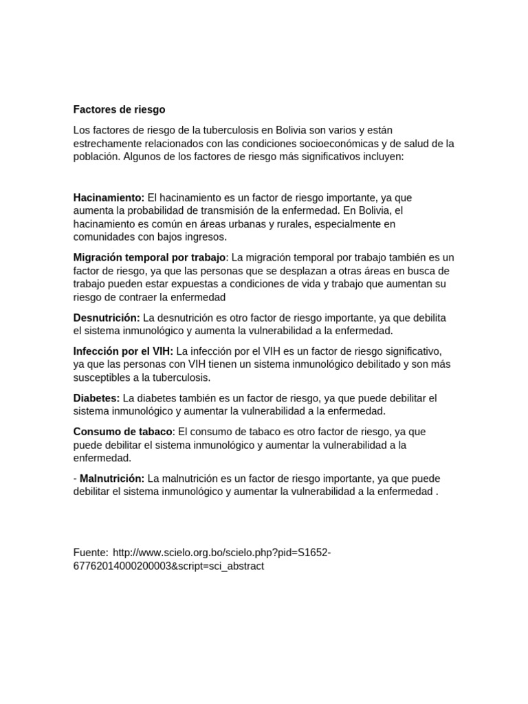 Factores de riesgo de la tuberculosis | PDF