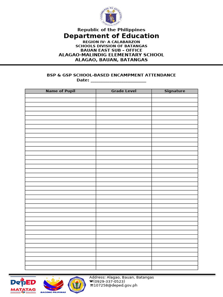 BSP & GSP Encampment Attendance Form | PDF