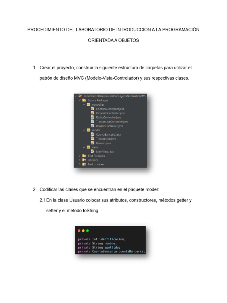 Procedimiento Del Laboratorio de Introducción A La Programación Orientada A Objetos | PDF