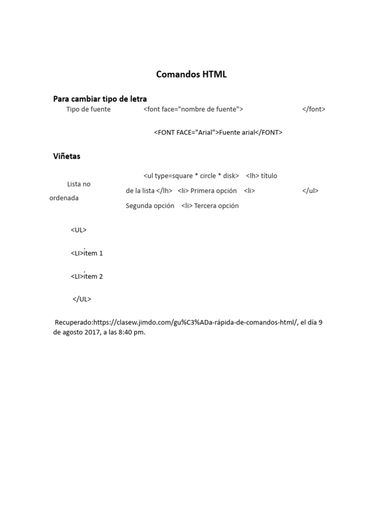 Comandos Básicos de HTML | PDF