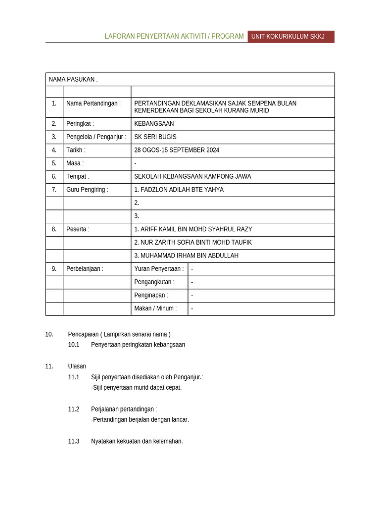 Laporan Sajak (Bulan Kebangsaan) - Kebangsaan | PDF