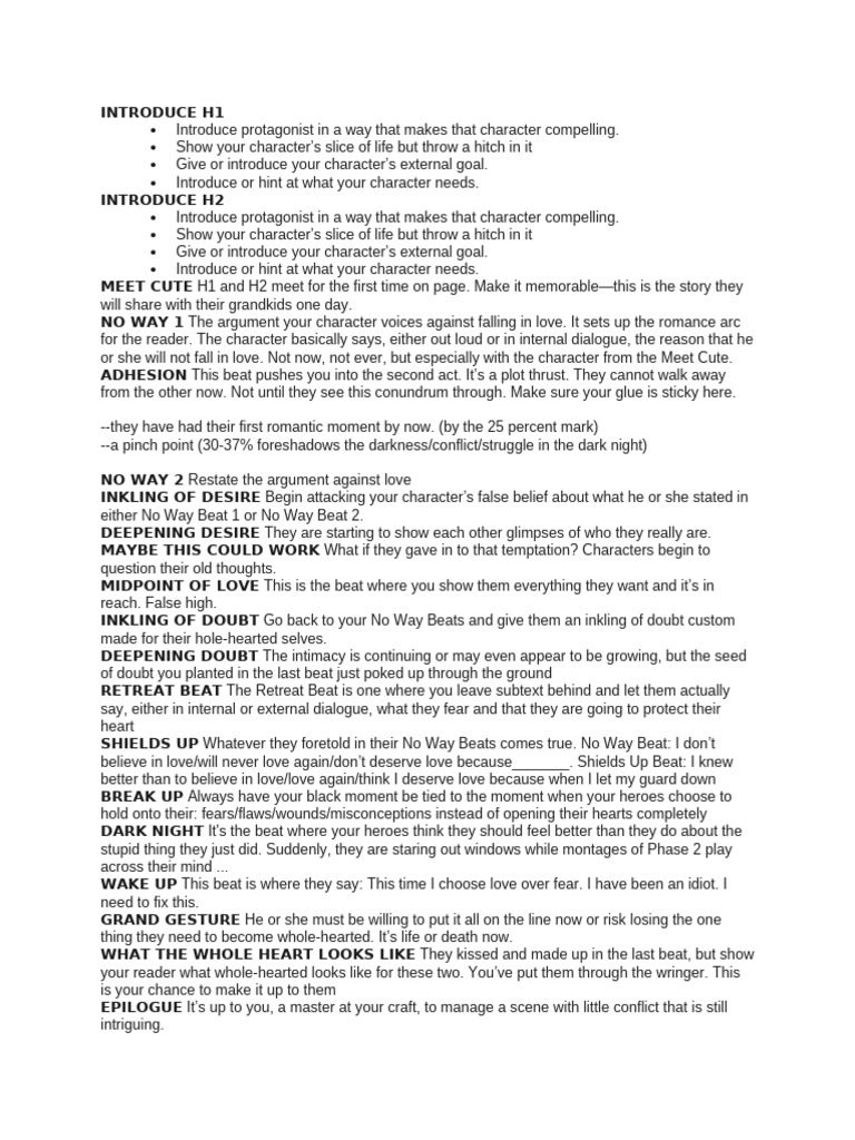 Romancing The Beat: Story Structure For Romance Novels | PDF