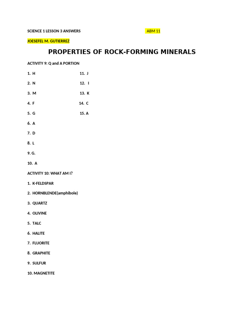 Properties of Rock-Forming Minerals | PDF | Minerals | Natural Materials