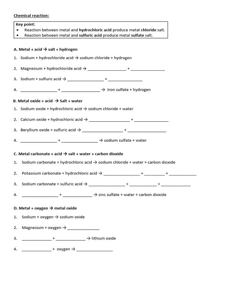 Chemical Reaction - Word Equation | PDF