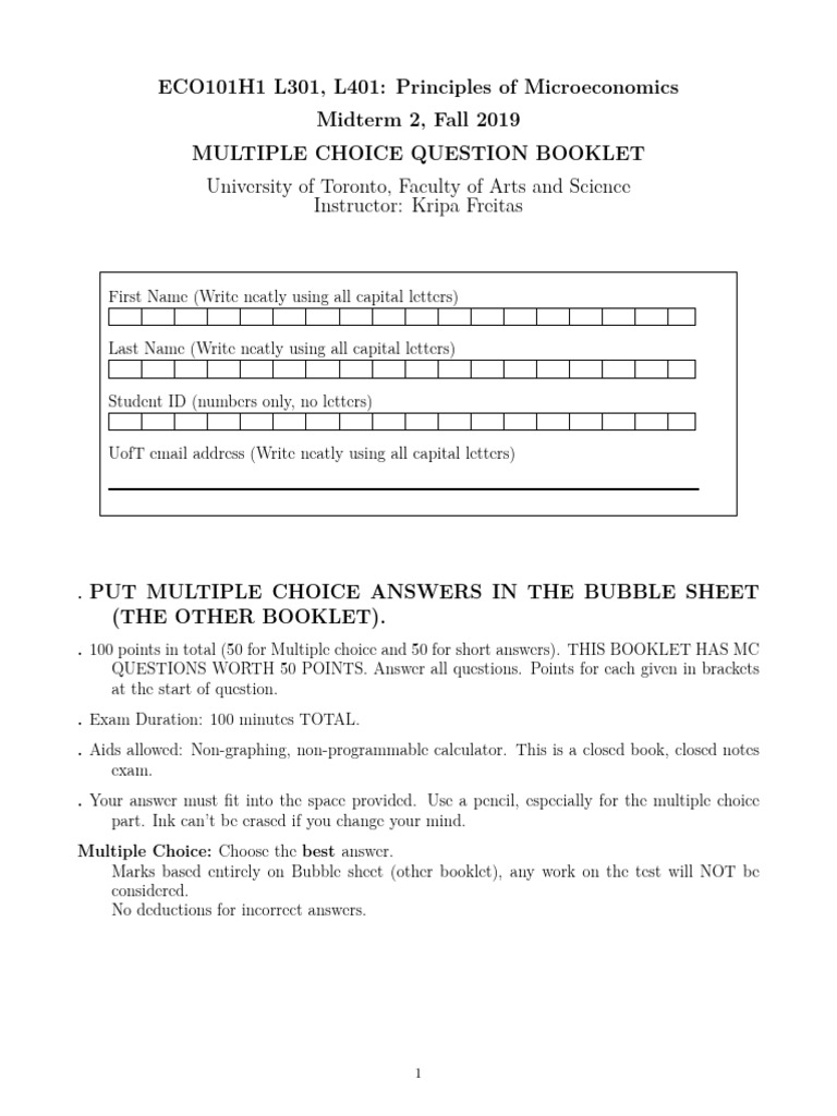 ECO101 Fall 2019 Midterm 2 Questions and Solutions | PDF | Profit (Economics) | Long Run And ...