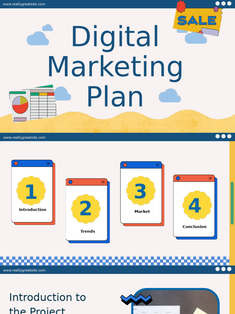 Cream Blue Yellow UI Digital Marketing Plan Presentation | PDF