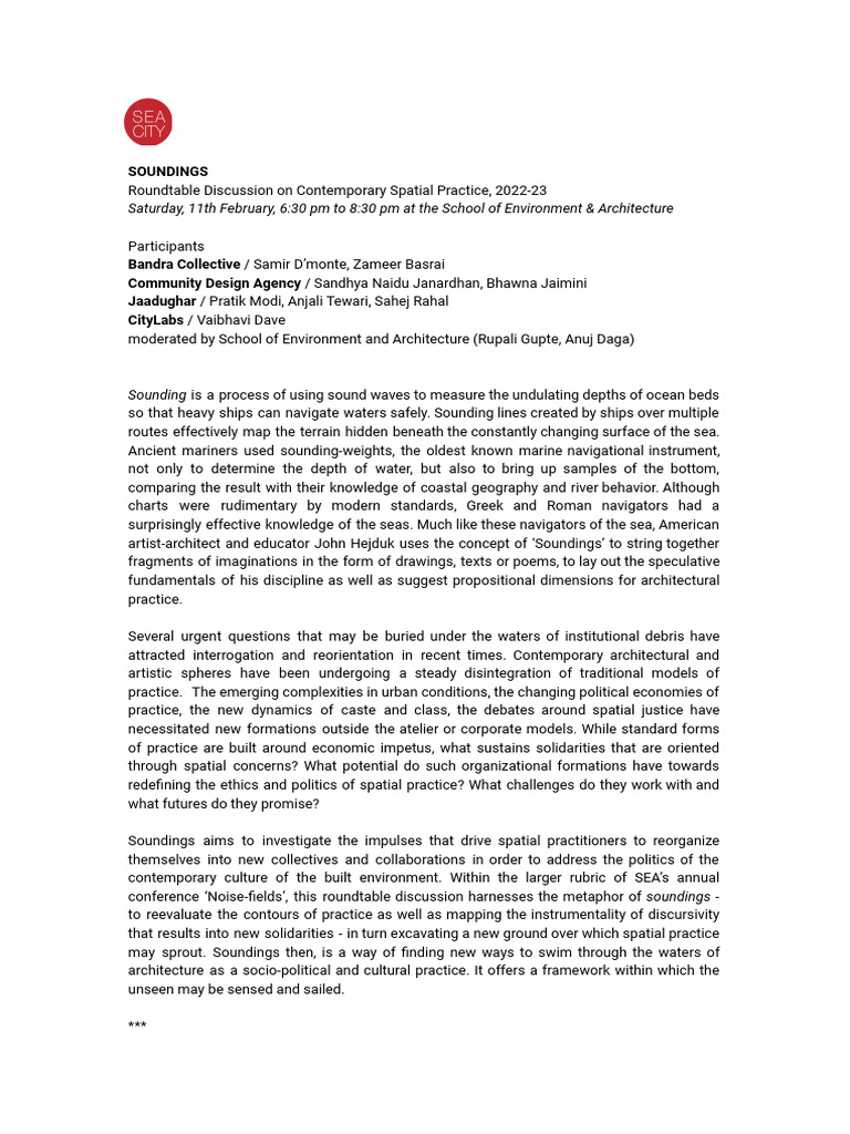2023 Roundtable Note Soundings | PDF | Sea | Earth Sciences
