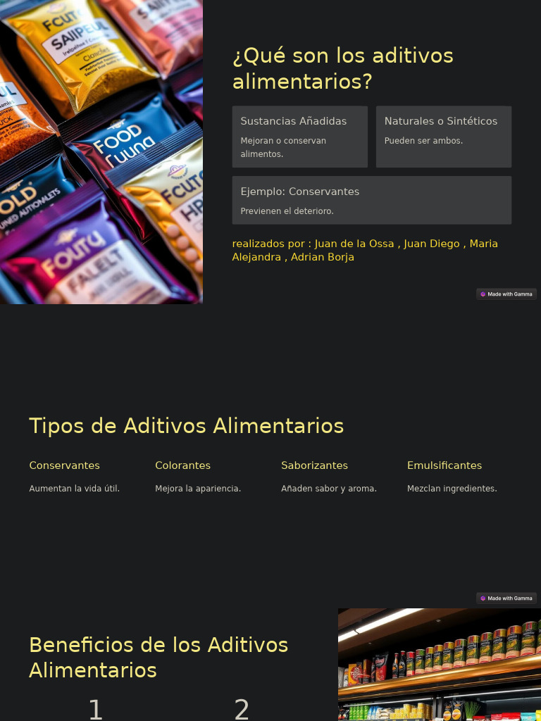 Aditivos Alimentarios: Definición y Tipos | PDF