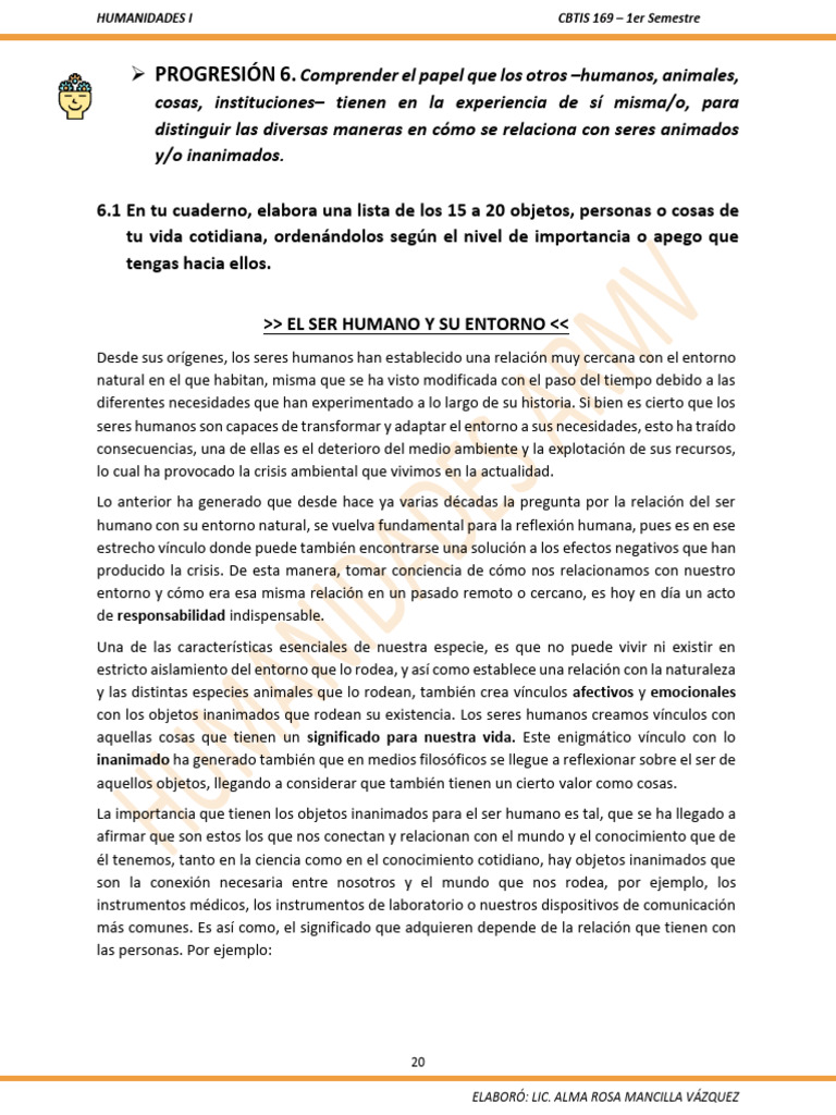 Progresión 6-Humanidades | PDF