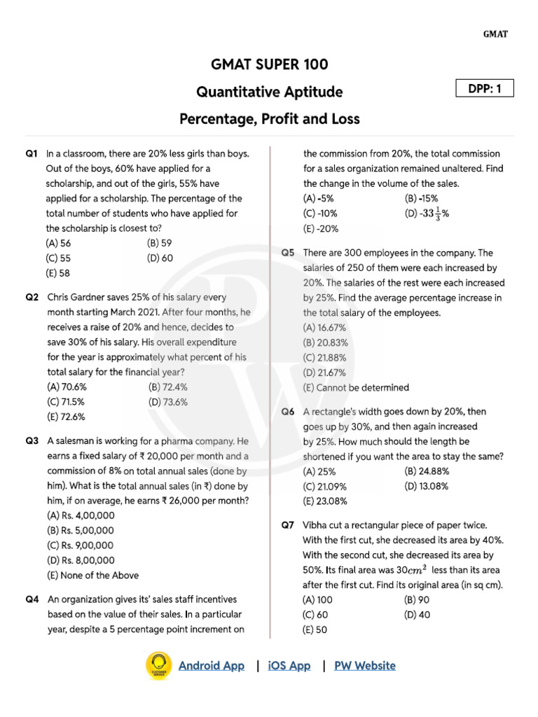 Quant - DPP 01 - GMAT Super 100 | PDF