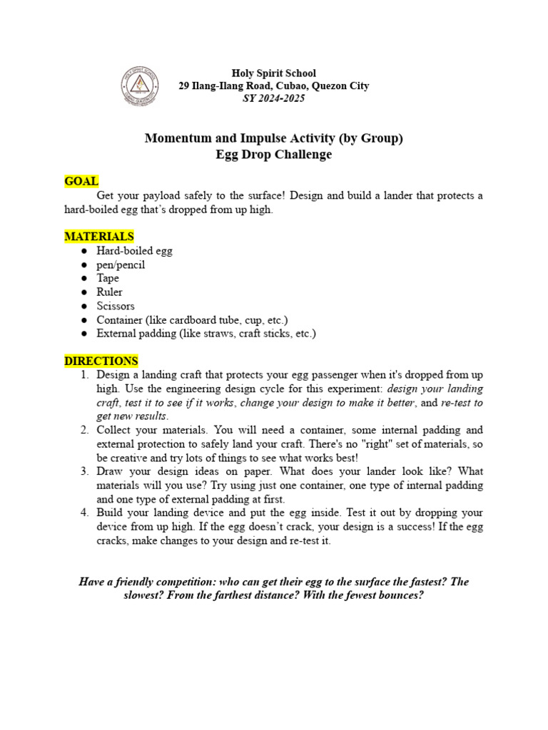 G9 ACT 1 Momentum and Impulse Activity | PDF