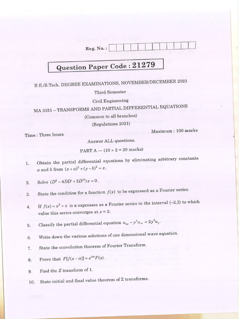 SH-ND-2023-MA 3351-Transforms and Partial Differential Equations-995825053-21279 | PDF