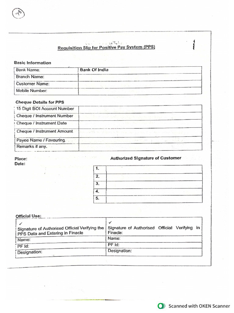 BOI Positive Pay | PDF