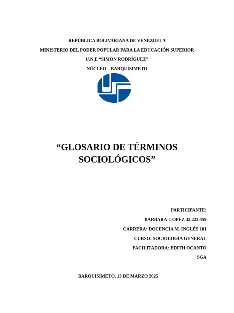 Glosarios de Terminos Sociologia | PDF | Sociedad | Sociología