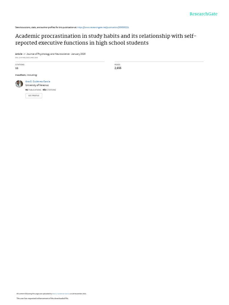 Academic Procrastination in Study Habits and Its Relationship | PDF | Professional Skills ...