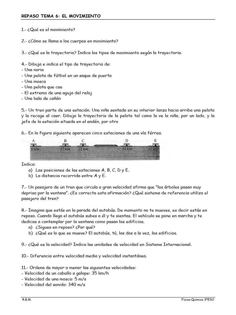 Repaso Tema 6. El MovimientoWord | PDF | Aceleración | Velocidad