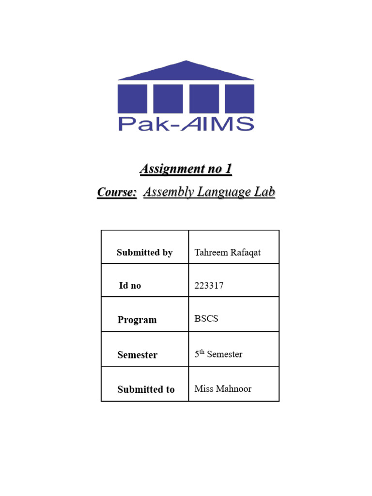 223317 Tahreem Rafaqat Ass Lab Ass 1 | PDF