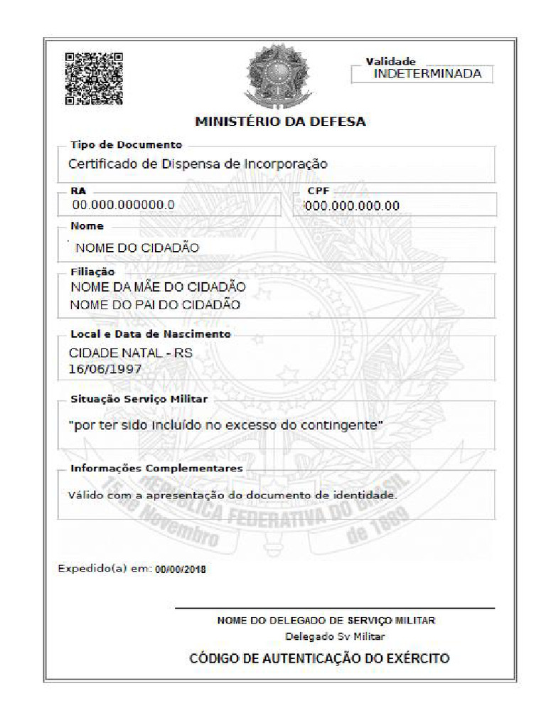 Certificado de Reservista | PDF