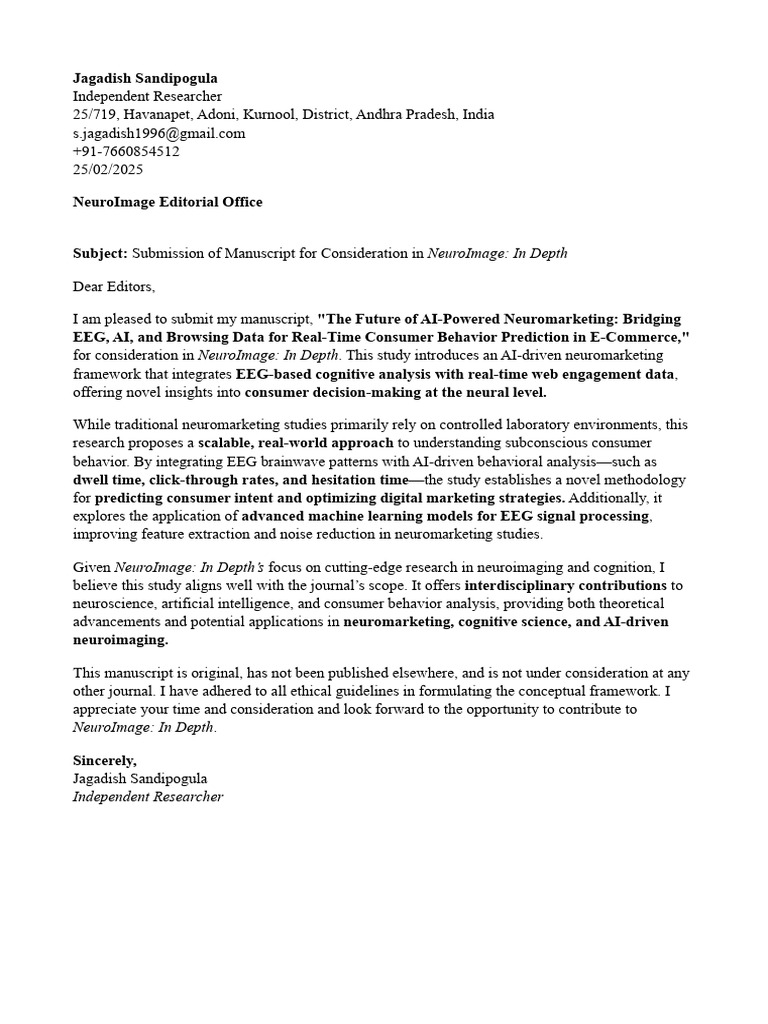 Neuro Image Cover Letter | PDF