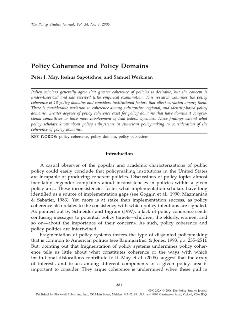 Examining Policy Coherence Across Domains | PDF | Policy | Factor Analysis