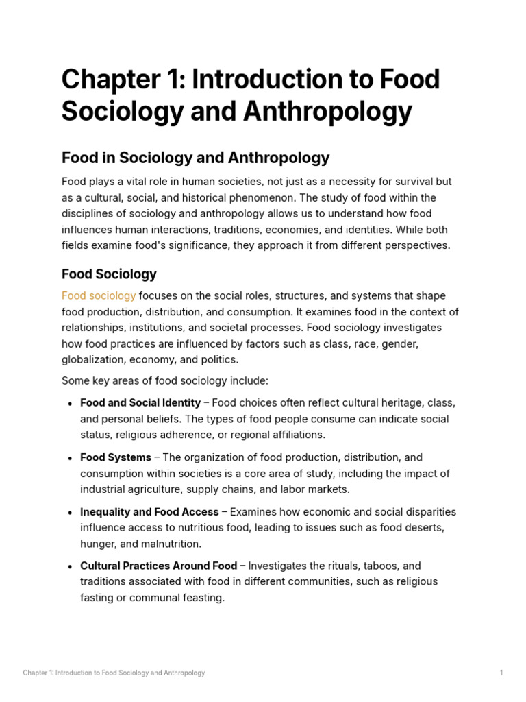 Chapter 1 Introduction To Food Sociology and Anthropology | PDF ...