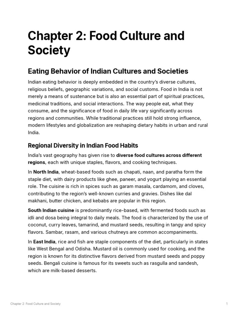 Chapter 2 Food Culture and Society | PDF | Indian Cuisine | Agriculture