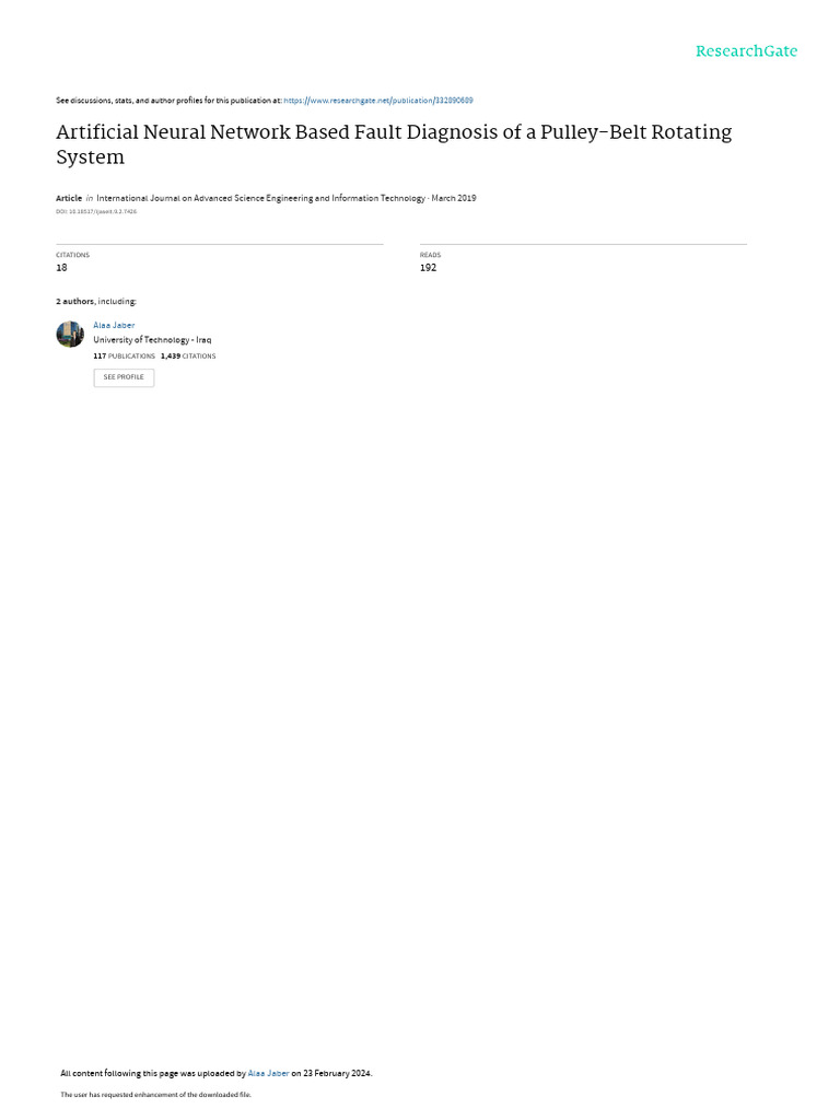 Artificial Neural Network Based Fault Diagnosis of | PDF | Applied Mathematics
