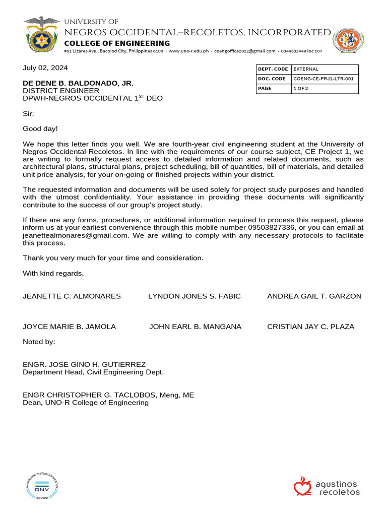 Thesis - Letter of Request | PDF | Engineering