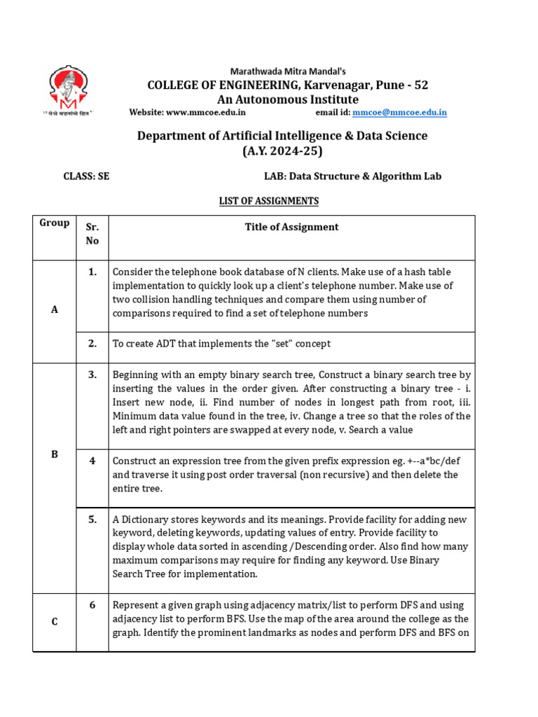 Data Structure & Algorithm Lab Assignments | PDF | Algorithms And Data ...