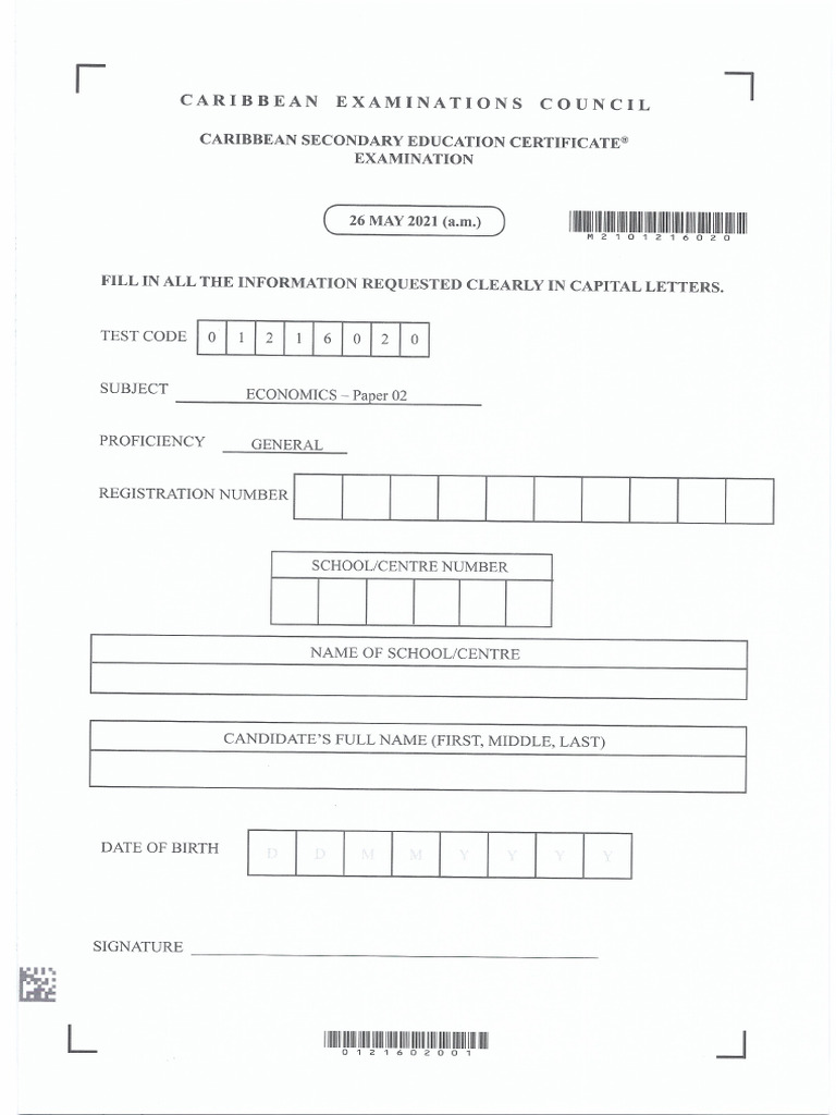 CSEC Economics June 2021 P2 | PDF